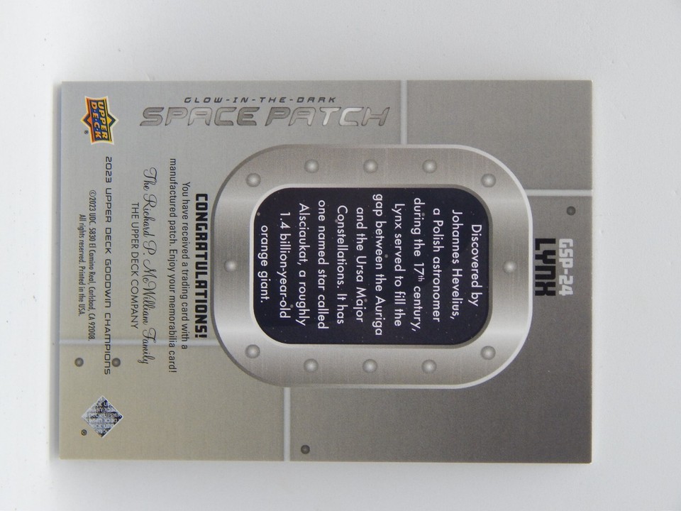 2023 Upper Deck Goodwin Champions Space Patch #GSP-24 - LYNX | eBay