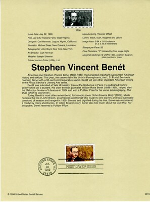 1998 USPS 32¢ STEPHEN VINCENT BENET #9819 on Archival Paper | eBay