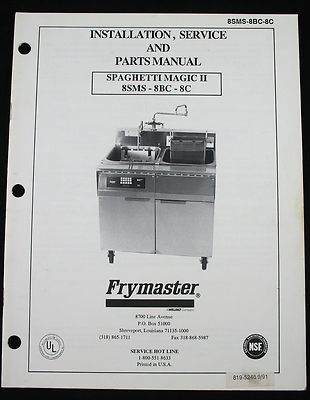 Frymaster 8SMS-8BC-8C The Spaghetti Magic II Service Parts Manual ...