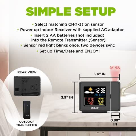 Projection Alarm Clock - Atomic Digital Alarm Clock w/Large Time ...