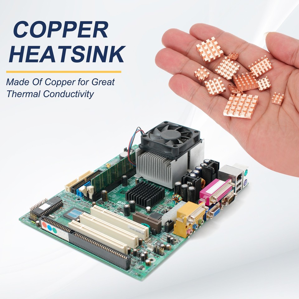 8 Pcs Copper Heatsink 15x15x2mm, Heat Sink Cooler Radiator for ...