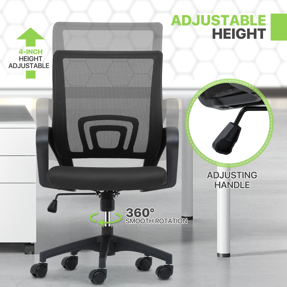 2 PCS Breathable Mesh Computer Desk PC Seat Swivel Home Office Black ...