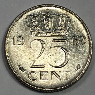 1969 Netherlands 25 Cent Foreign Coin #2386 | eBay