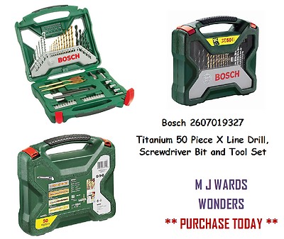Bosch 2607019327 Titanium 50 Piece X Line Drill, Screwdriver Bit and ...