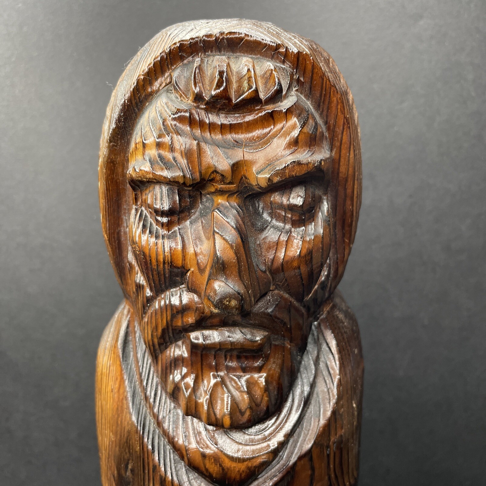 Antique 1930s Gothic Monk WINE BOTTLE HIDER 17" Solid Wood Hand-Carved ...