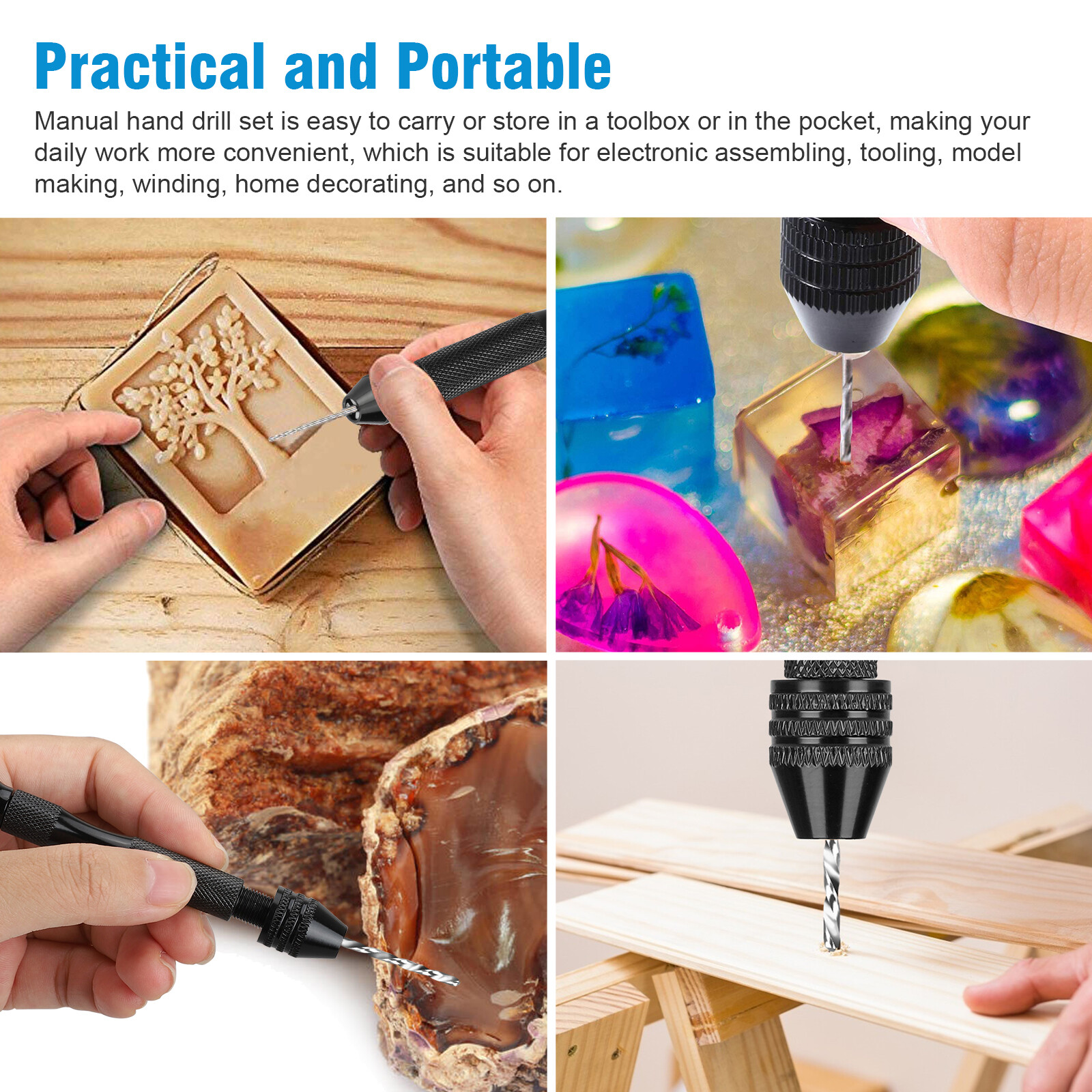 26Pcs Mini Micro Hand Drill Bits Set Small Manual Keyless Chuck Pin ...