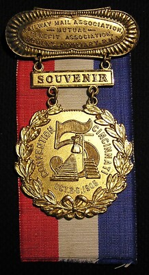 1905 USPS RMA RAILWAY MAIL ASSN CONVENTION MEDAL BADGE - Railroad Post ...