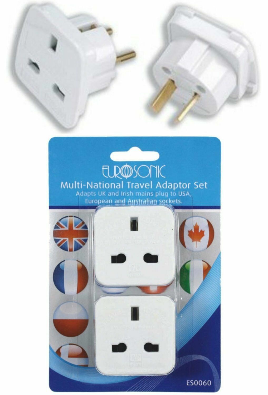 UK to Multi-National VISITOR TRAVEL ADAPTOR CONVERTER FOR USA AUS EU US ...