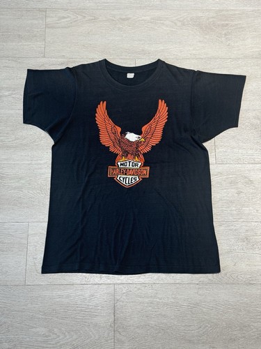 Vintage 70s 1970s Harley Davidson Classic Orange Eagle Logo Rare Size ...