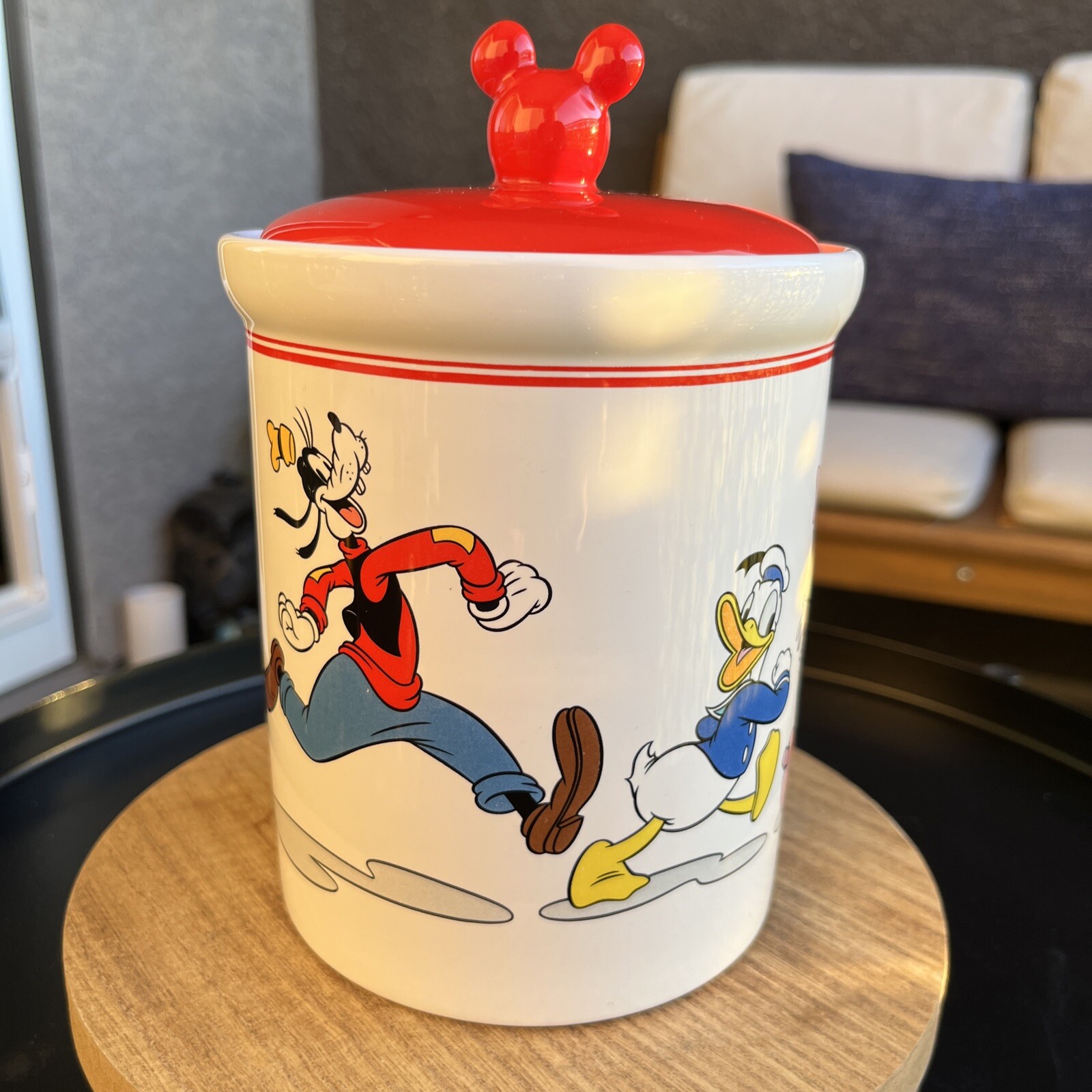 Disney Mickey Mouse & Friends Cookie Jar Bright Red Mickey Ears lid ...