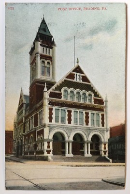 PA Postcard Reading Pennsylvania Post Office front view building AC ...