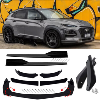 Front & Rear Bumper Lip Spoiler Splitter Body Kit & Side Skirt For ...