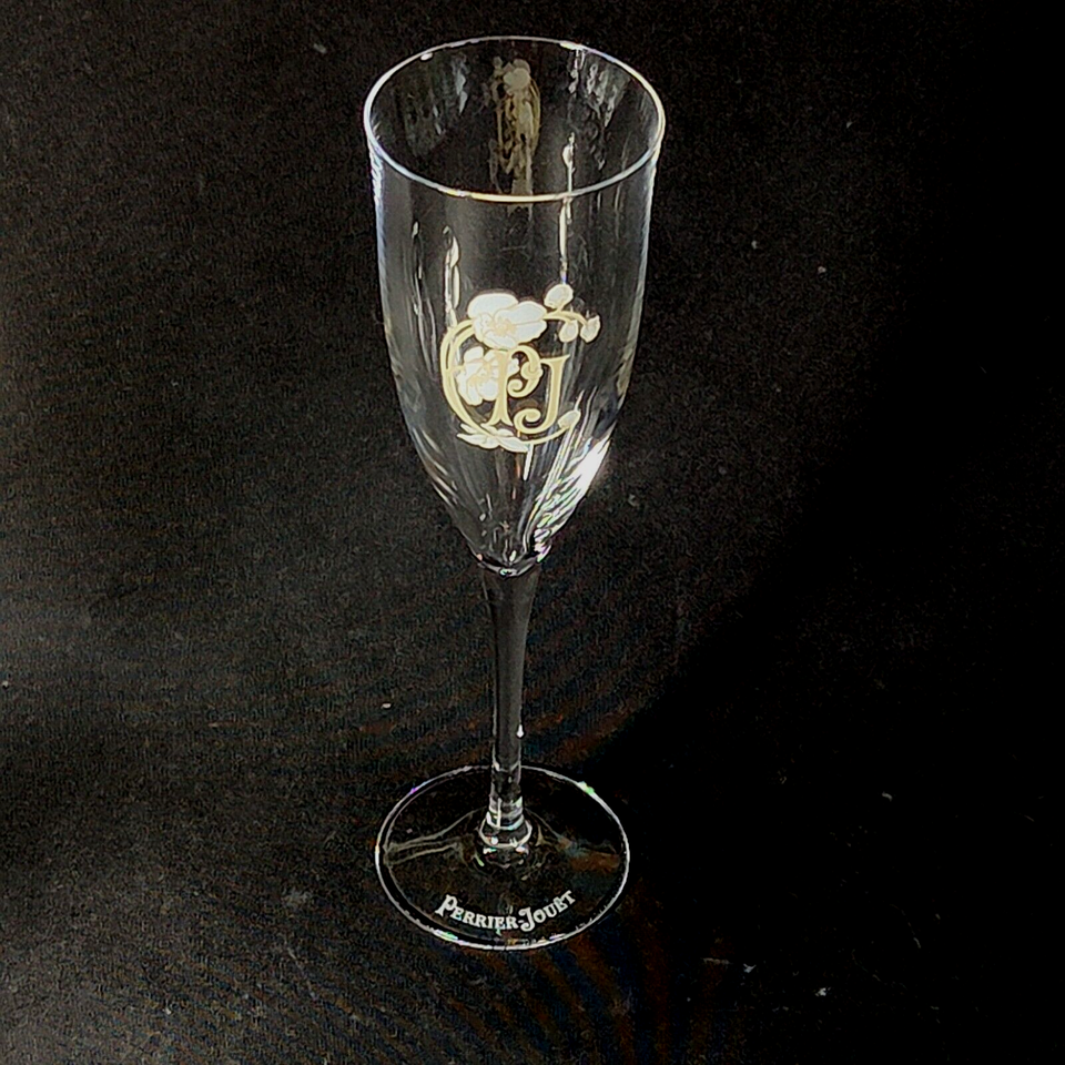 PERRIER JOUET PJ CHAMPAGNE FLUTES, Green & White, Blown Crystal, FRANCE ...