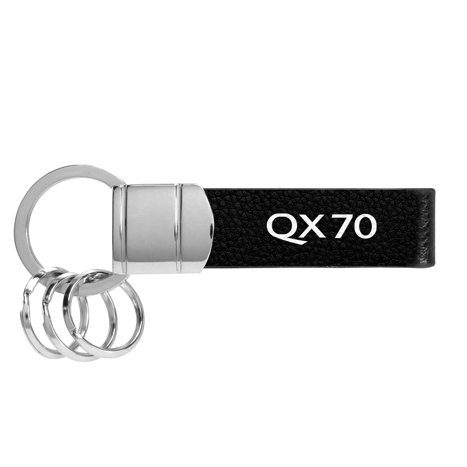 Infiniti QX70 Black Real Leather Strap Chrome Round Hook Metal Key ...