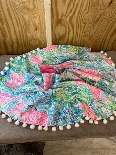 Lilly Pulitzer Tree Skirt Reversible Hot Pink And Caribbean Pattern ...