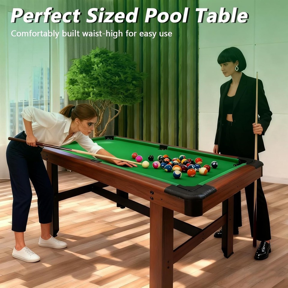 Pool Table Billiard Table for Kids, Portable Compact Wooden Game Table ...