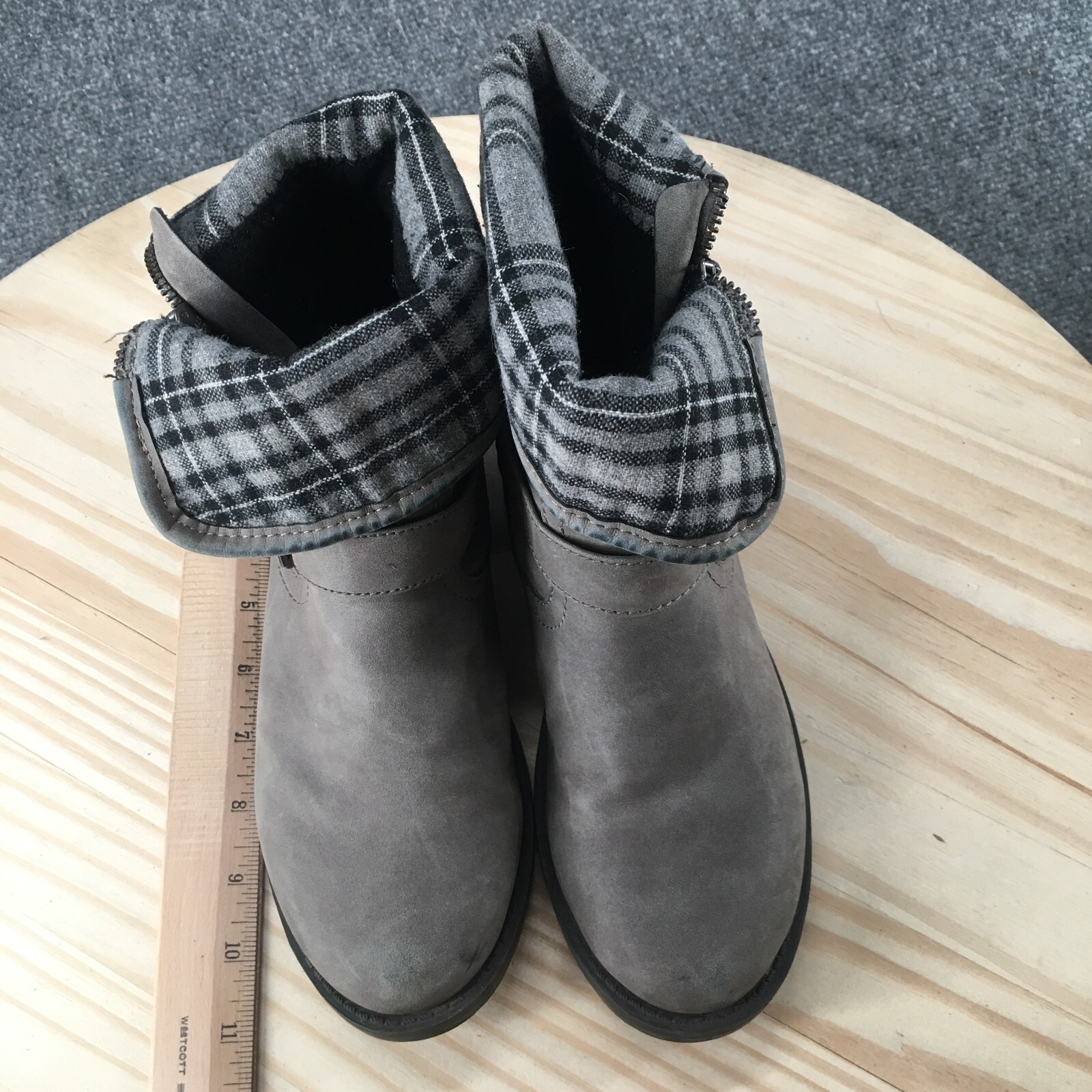 Sporto Boots Womens 7.5 M Corbit Fold Over Zip Ankle Bootie Gray Faux ...