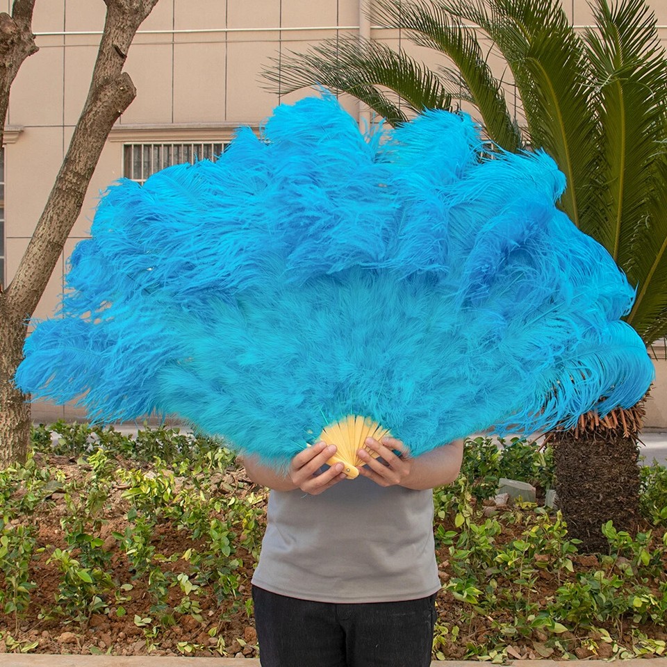 1/2pc 100cm Feathers Fan Dance Party Stage Show Props Folding Fan ...