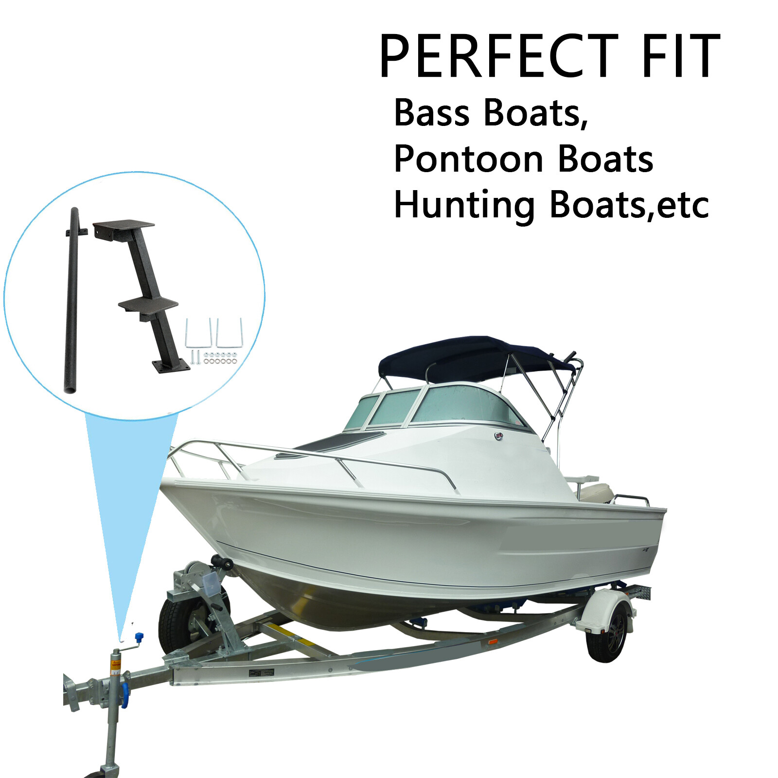 Bass Boat Trailer Steps With Handle For All Types Dual Step Boats 2 ...