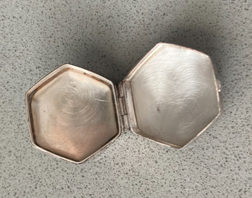 Sterling Silver Vintage Etched Small Hexagon Box with Sun Face | eBay