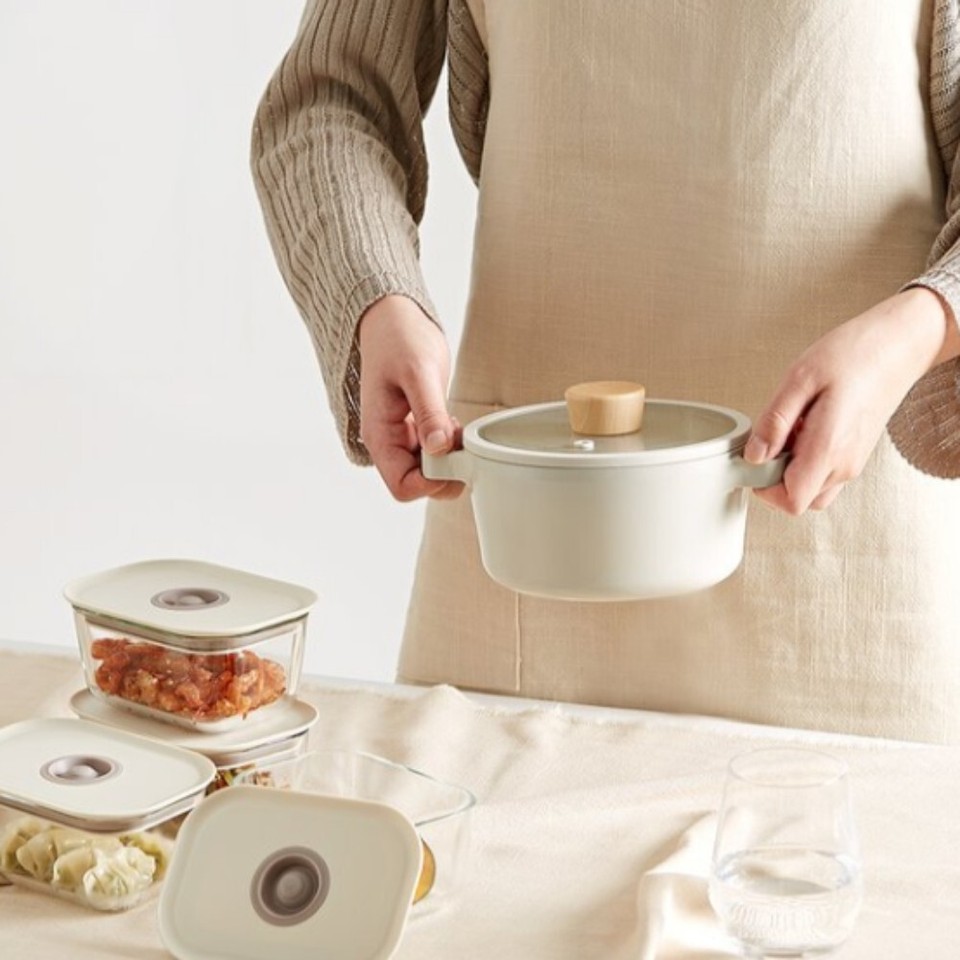 NEOFLAM FIKA Mini Cookware Set, Nonstick Ceramic Coating Pot with Lid ...