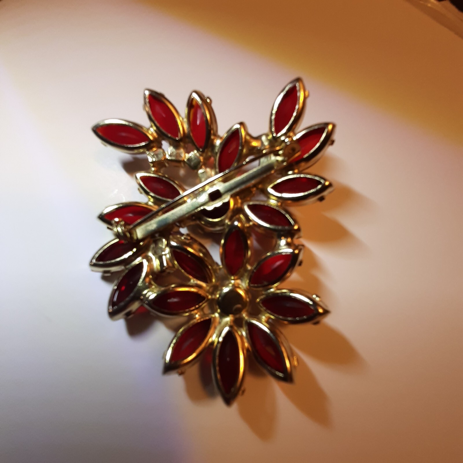 Vintage marquis cut Cranberry With Auroro Borealis & clear Rhinestones ...