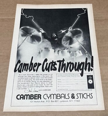 Jan Uvena of Alice Cooper Band - Camber Cymbals & Sticks - 1982 Print ...