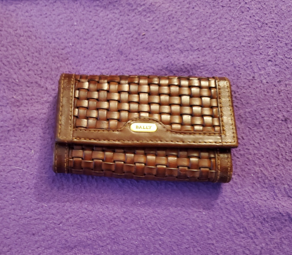 BALLY Black & Brown Leather Croc Embossed Shoulder Bag & Woven Leather ...