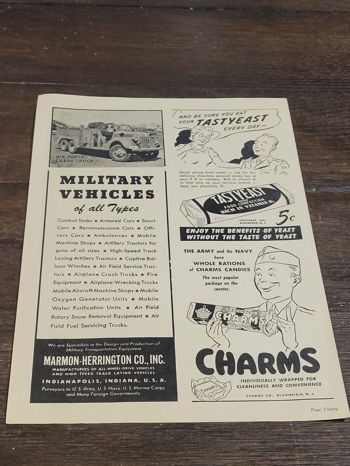 Vintage 1943 Charms candy ad ww2 soldiers war NJ candy tastyeast ad | eBay