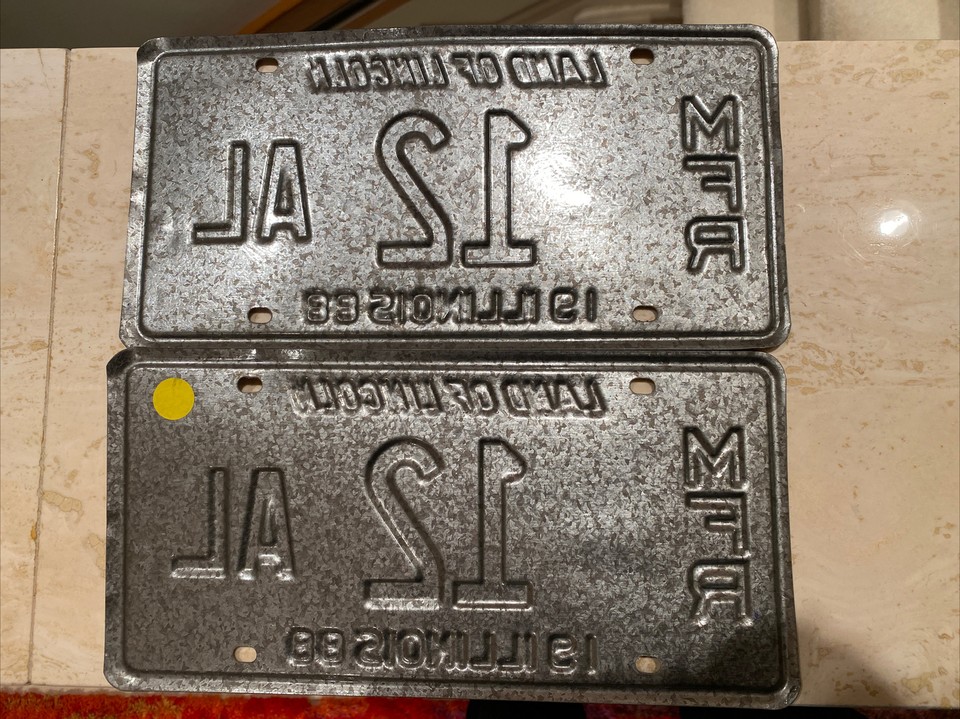 1988 Illinois Manufacturer License Plate Pair-MFR 12 AL | eBay