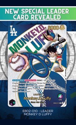 Los Angeles LA Dodgers X One Piece Monkey D Luffy Leader Promo Card 7/3 ...