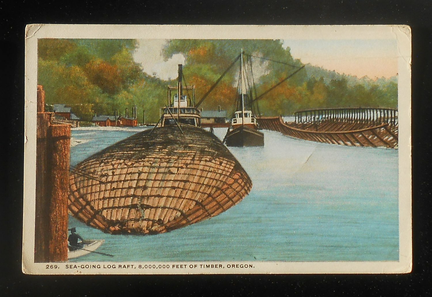 1918 Sea-Going Log Raft 8 Million Feet of Timber Steamers Lumber Boats ...