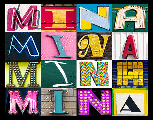 MINA Name Poster featuring photos of actual sign letters | eBay