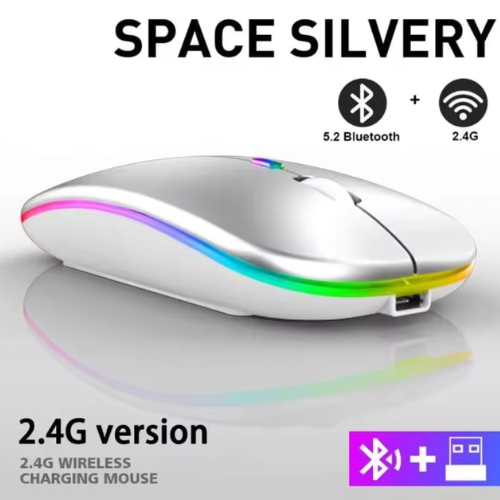 Slim Silent Rechargeable Wireless Mouse RGB LED USB Mice MacBook Laptop ...