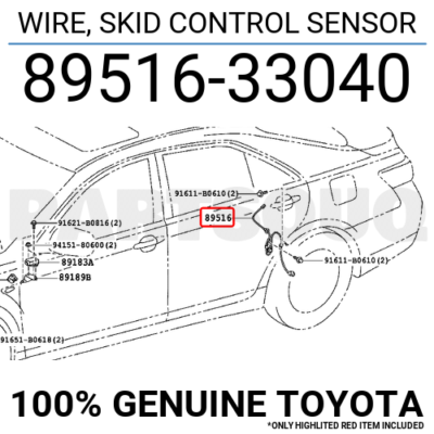 8951633040 Genuine Toyota WIRE, SKID CONTROL SENSOR 89516-33040 | eBay