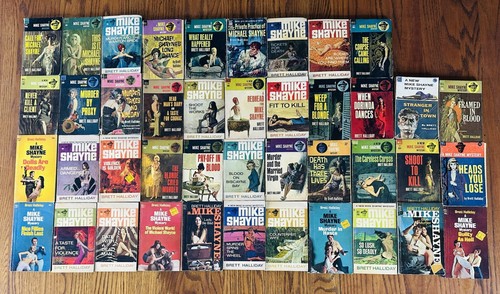 LOT OF 42 BRETT HALLIDAY MIKE SHAYNE VINTAGE PAPERBACK BOOKS MYSTERY | eBay