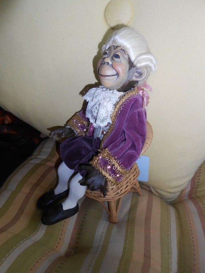 Doll Artist Nancy Wiley Vintage 10 Inch Monkey Footman and Chair | eBay