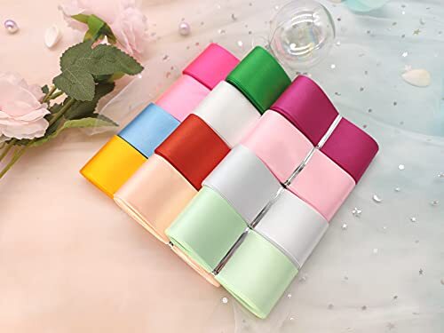 1 1/2" Single Face Satin Ribbon Fabric Bulk Ribbon for Gift Wrapping ...