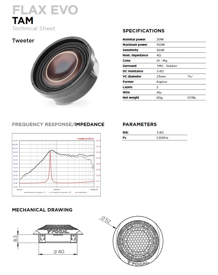 Focal PS165F3e , Alu pods for Focal Flax Evo Midrange and Tweeters ...