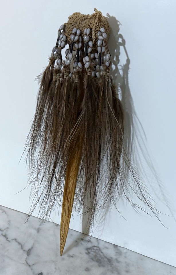 VINTAGE PAPUA NEW GUINEA CEREMONIAL STAFF / DAGGER WITH BONE, BEADS ...