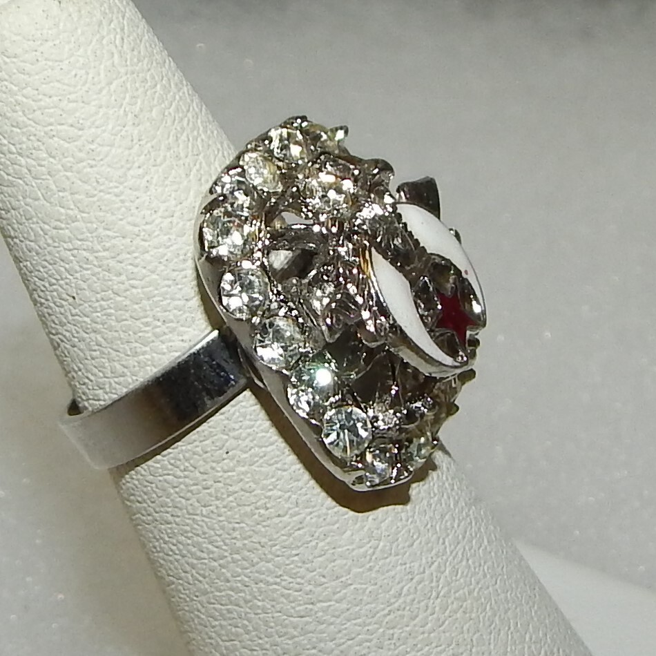 Vtg Masonic Crescent Moon Sword Shriner Rhinestone Ladies Costume ...