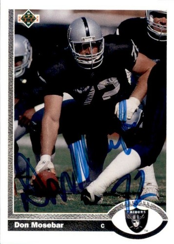 Autographed Don Mosebar Oakland Raiders 1991 Upper Deck Football Card ...