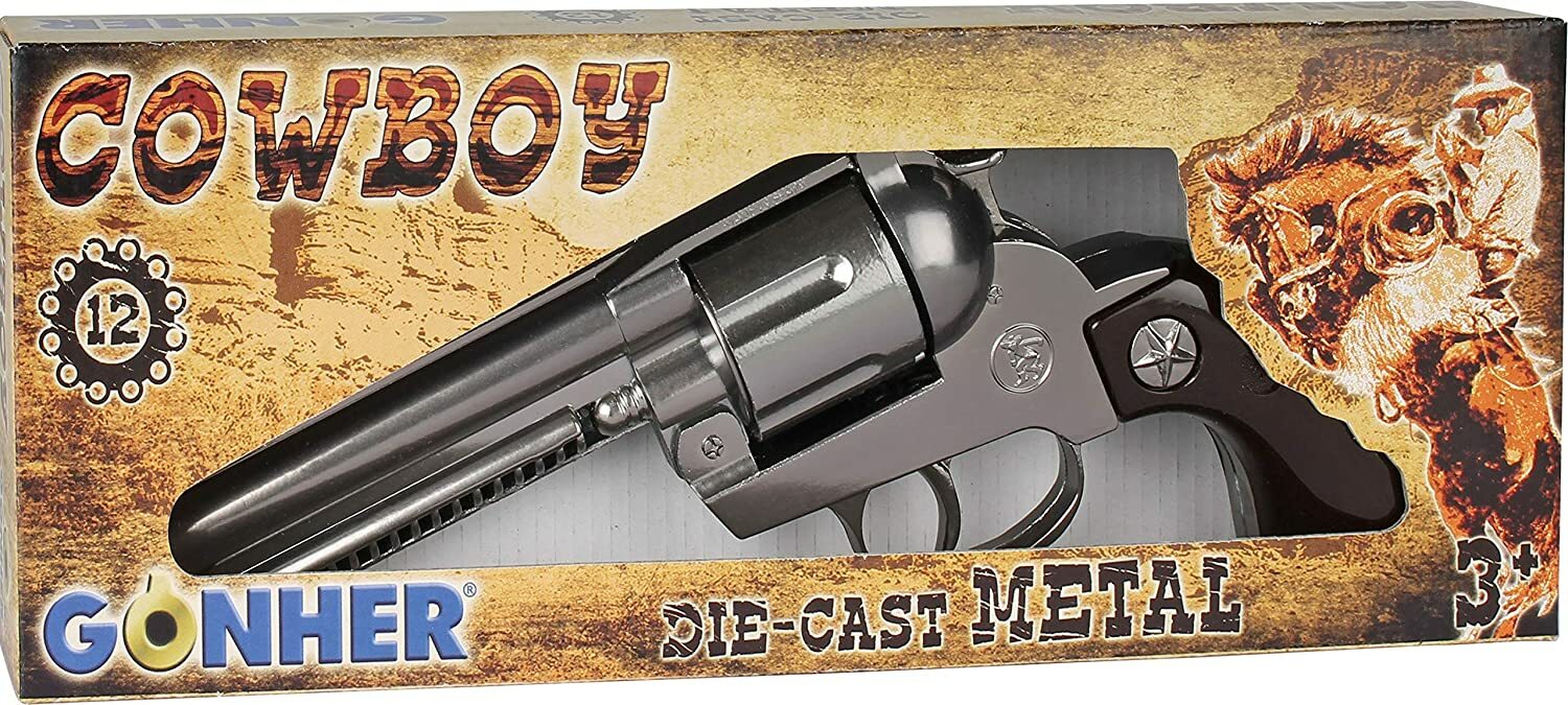 Cowboy Revolver 12 Schuss Metall Pistole Kinder Waffe Spiel Knarre Deko ...