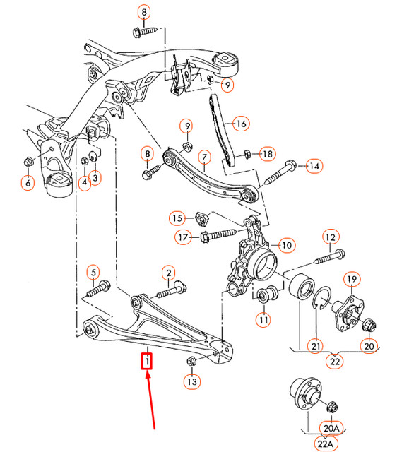 Audi OEM 07-15 Q7 Rear-lower Control Arm 7L0505312B for sale online | eBay