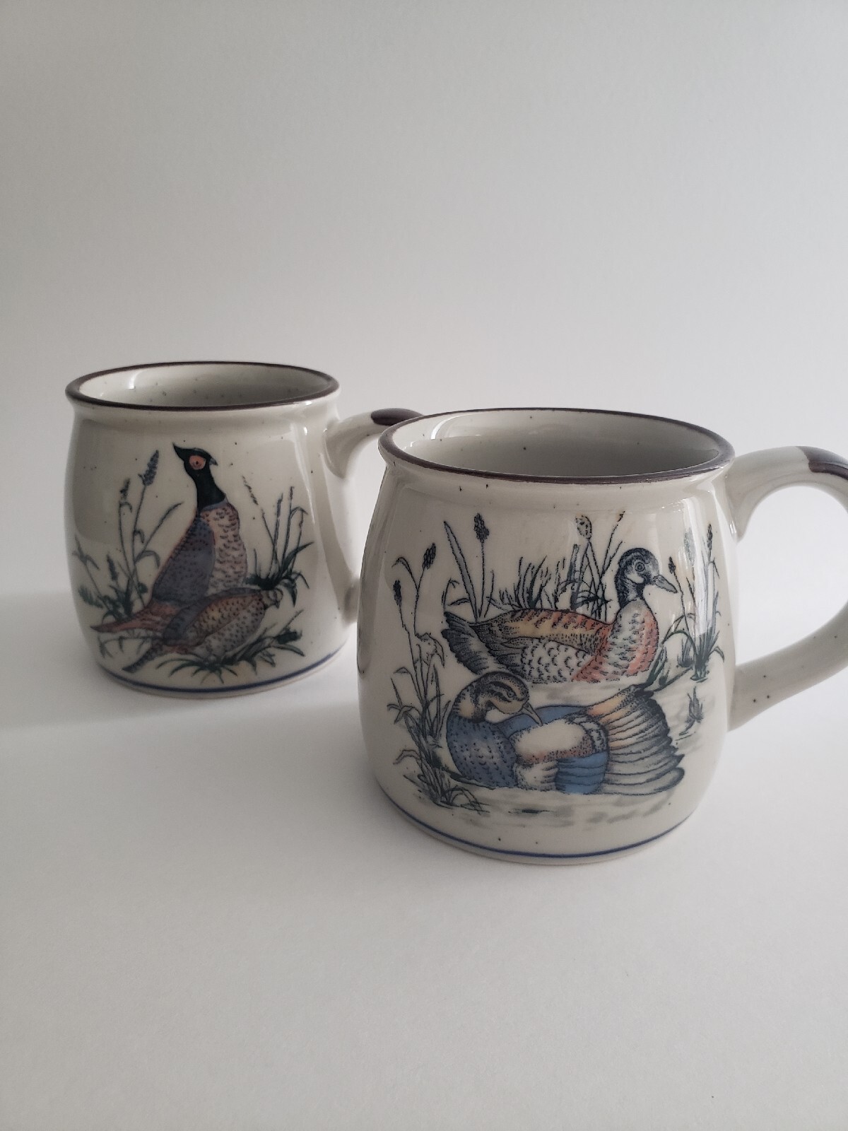 Himark Korea speckled stoneware mugs pheasant quail duck mallard set of ...