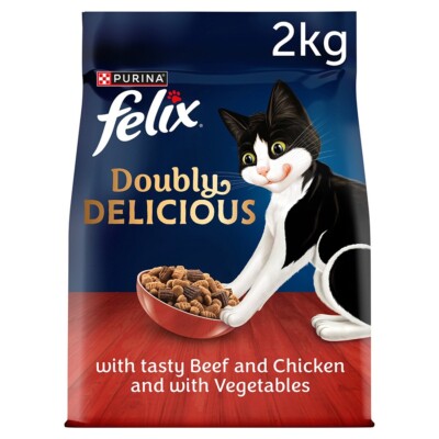 FELIX Doubly Delicious Beef Chicken & Vegetables Dry Cat Food 2kg | eBay