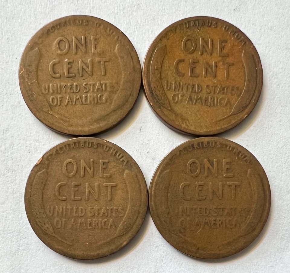 1911-D WHEAT CENTS, SET OF 4 COINS, PENNY COLLECTION, MUST SEE AND BUY ...