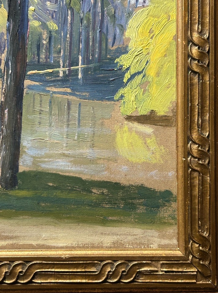 Small Original Antique Landscape , Trees, Nature, Oil Painting, Framed ...