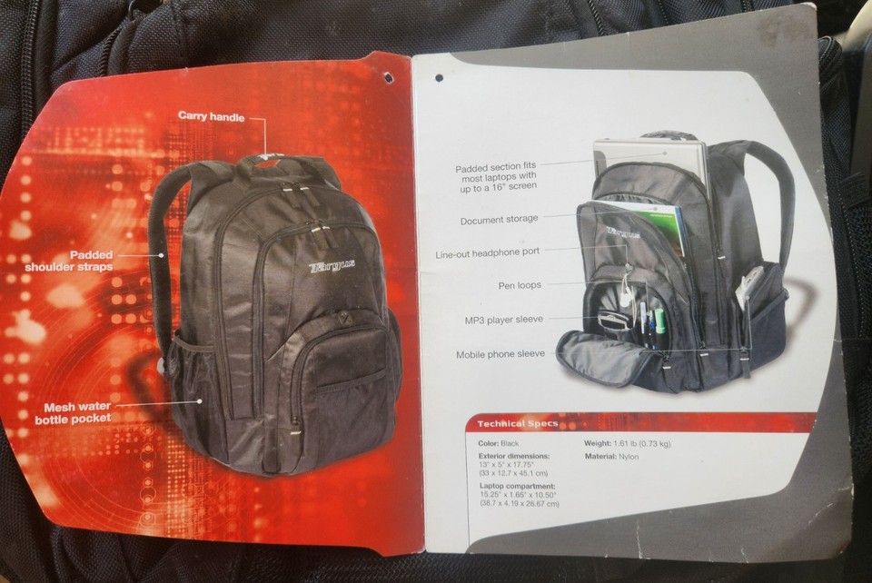 Targus Laptop Backpack Groove Black - Up to 16 inch - Model CVR600 | eBay