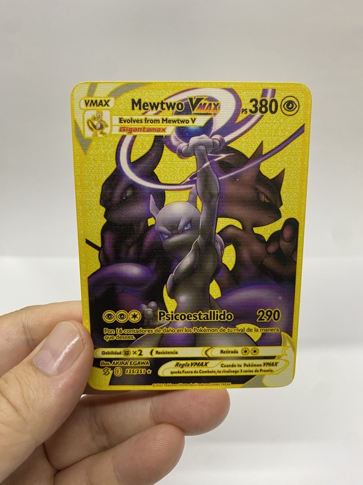 Mewtwo Vmax Gold Metal Pokémon Card-Collectible Gift Display！Christmas ...